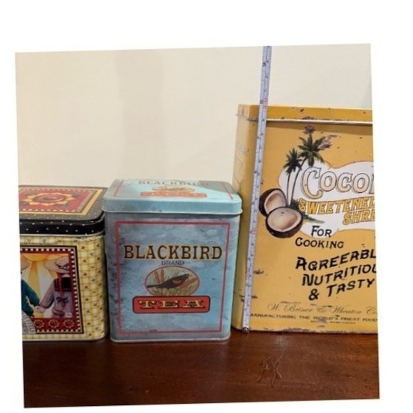 Blackbird | Kitchen | Vintage Style Food Safe Tins Lot Of 4 Coconut ...